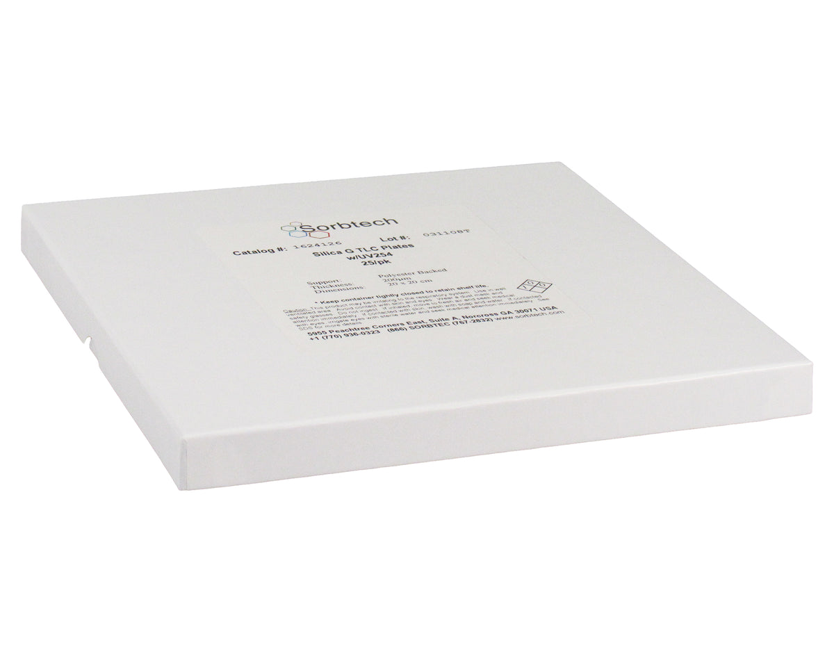 1624126 Silica G TLC Plates, w/UV254, polyester back, 20x20cm – Sorbtech