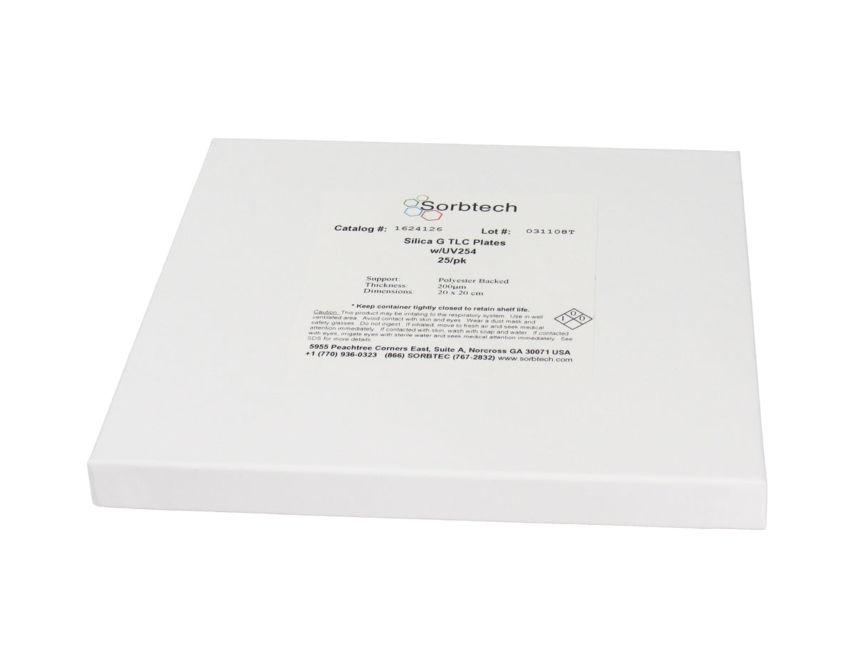 1624126 Silica G TLC Plates, w/UV254, polyester back, 20x20cm – Sorbtech